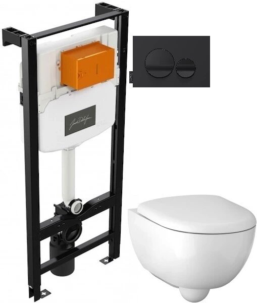 Комплект подвесной унитаз Geberit Renova Compact 500.803.00.1 + система инсталляции Jacob Delafon E24156-NF + E20859-7-BMT