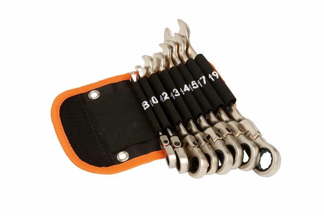 Набор комбинированных ключей с трещоткой в сумке MAXPILER MXT-8-SB