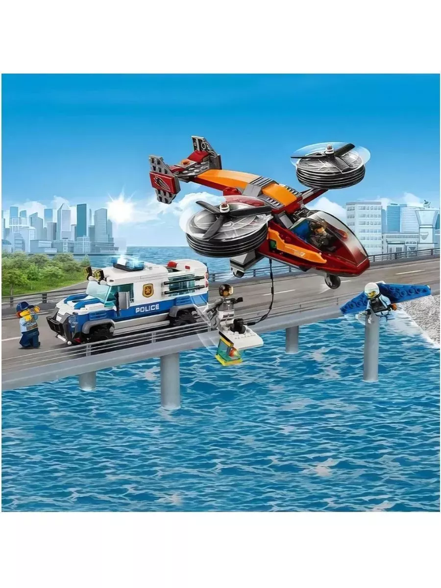 Конструктор "Сити полицейская машина и вертолет", 424 элемента, красный, от 3 лет