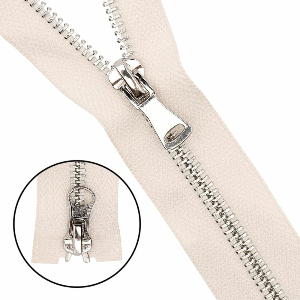 Молния айрис металл-никель, 80 см 571 молочный, 5 шт