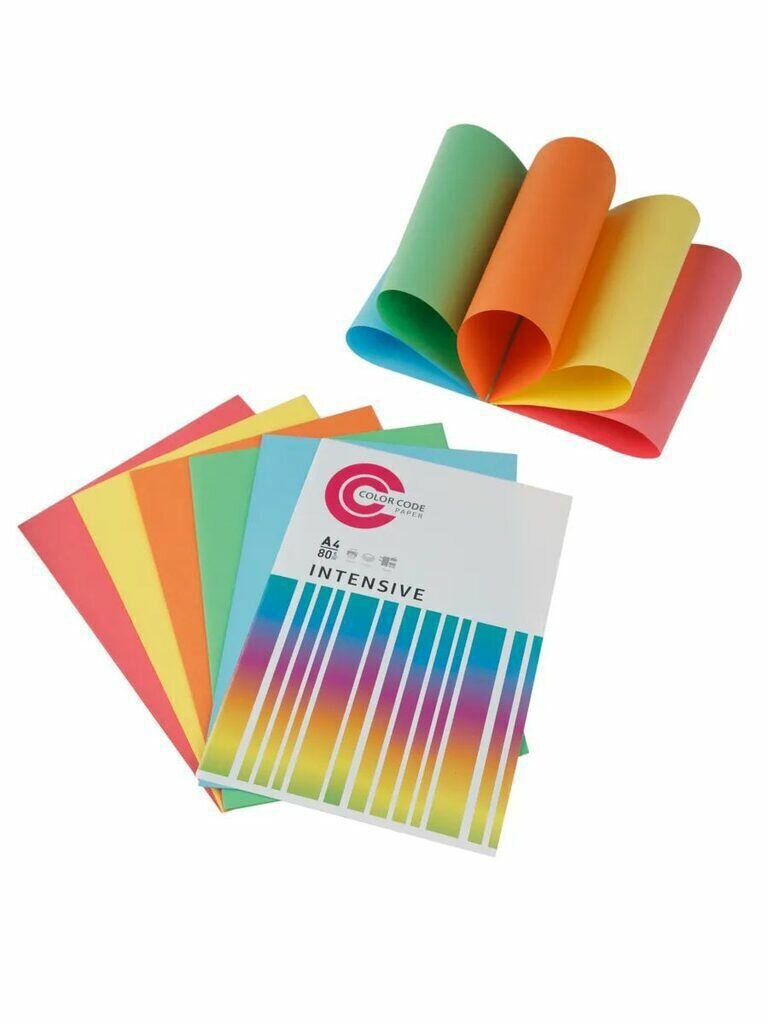 Цветная бумага Бланкиздат "Color Code", Микс Интенсив, А4, 5 оттенков по 20 листов