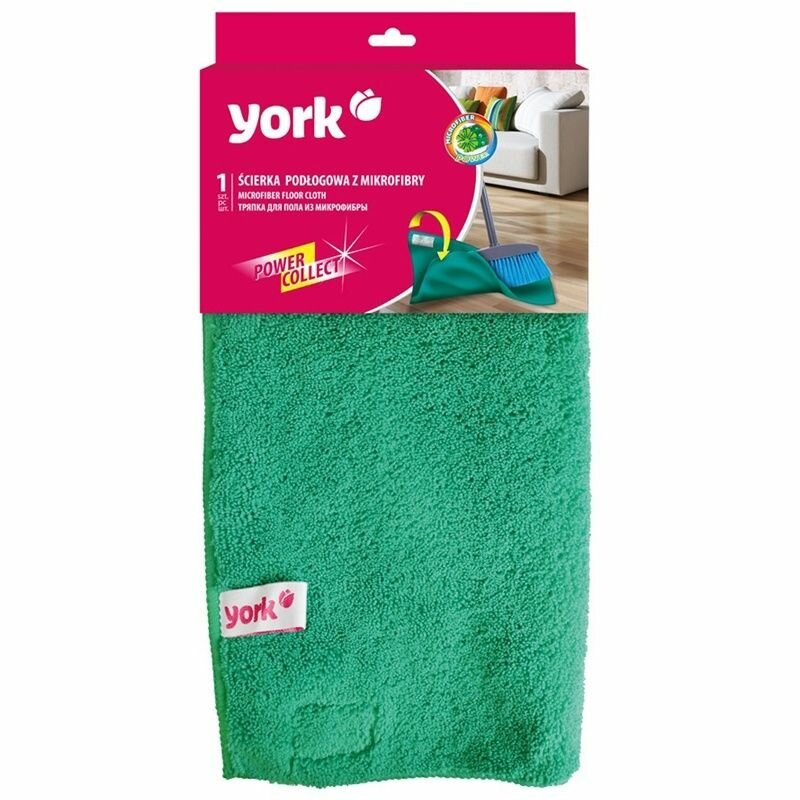 Тряпка для мытья пола York двухсторонняя с липучками, микрофибра, 50х60 см, 390 г/м2, зеленая