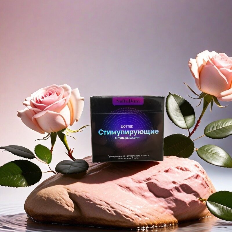 Презерватив Softadam Dotter, стимулирующий, с гелем, 3 штуки