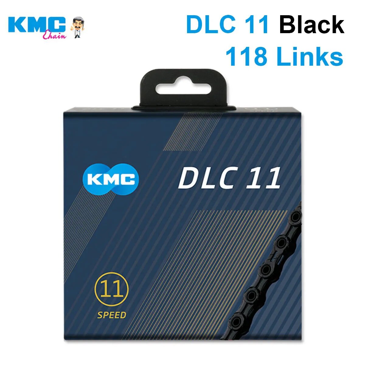 KMC X11 Цепь для велосипеда 118 звеньев Черный, DLC11 All Black