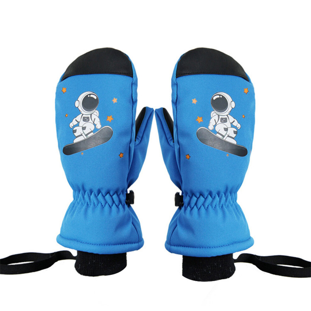 Водонепроницаемые ветронепроницаемые велосипедные перчатки для детей зимние утеплённые детские перчатки для занятий спортом на открытом воздухе лыжи дорога велосипед тепловые перчатки, цвет: синий, голубой, оранжевый, чёрный (доступно), размер: S, M, L
