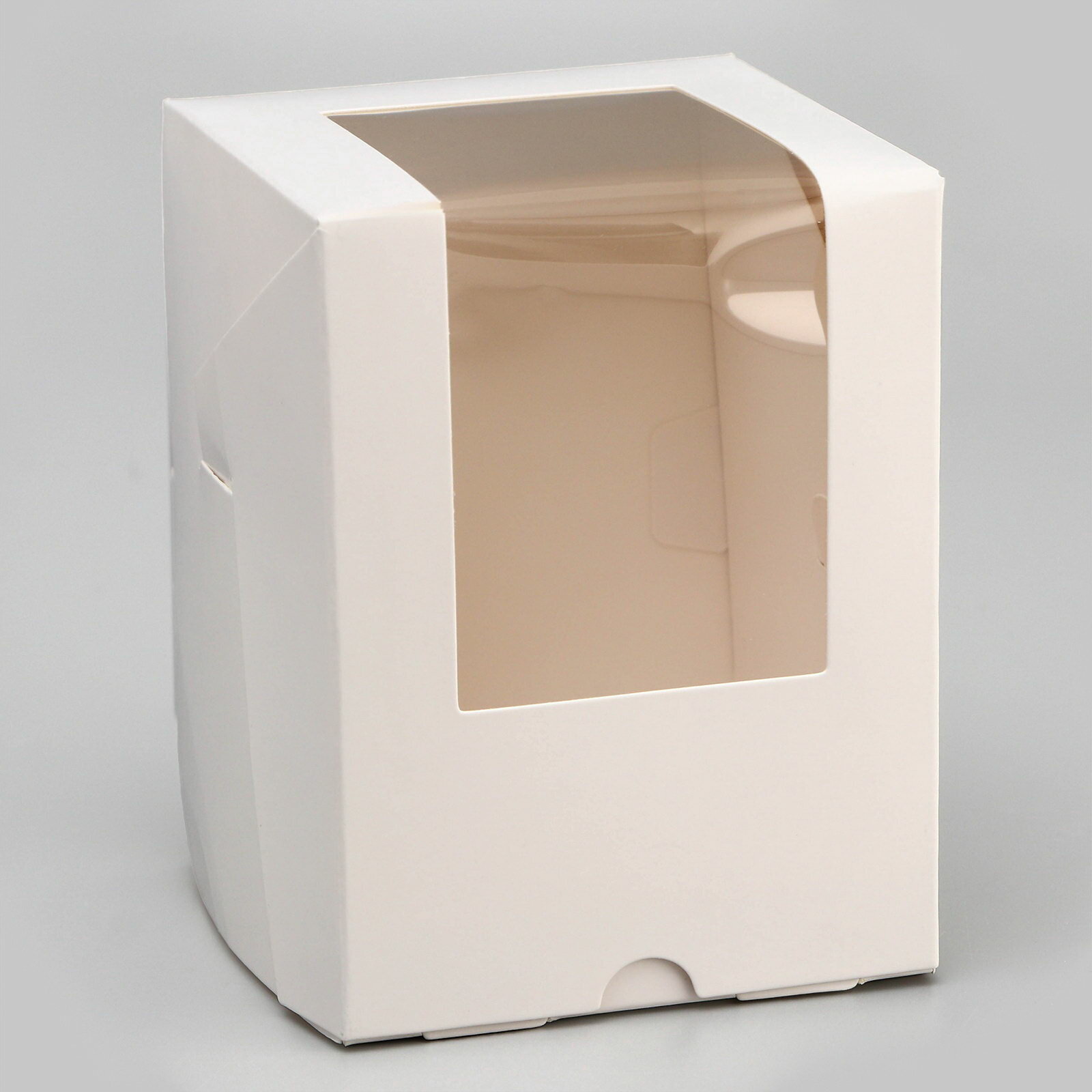 Коробка для 1 капкейк с окном, белая, 12.5x9.5x9.5 см, тематика праздника: пасха