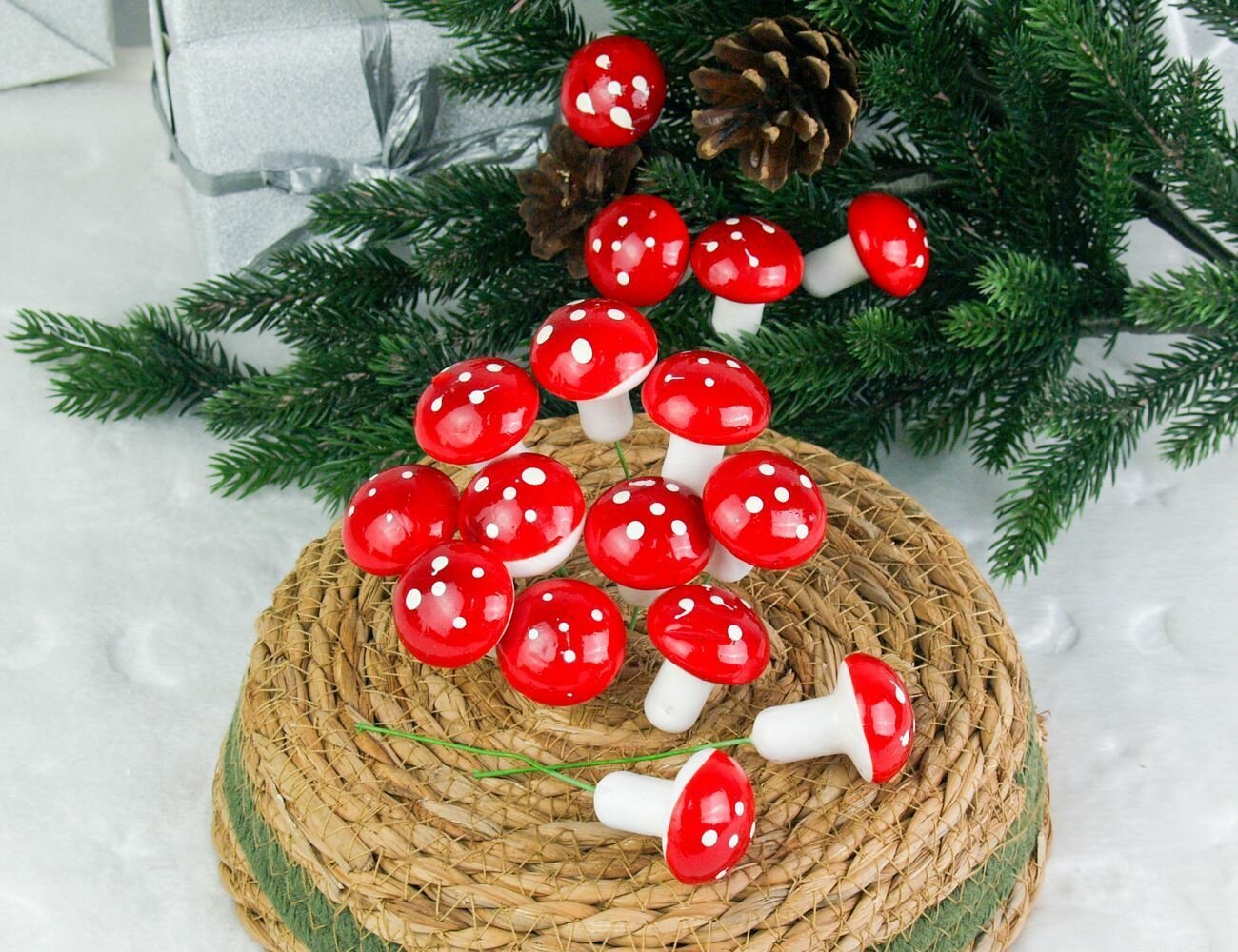 Набор для декорирования грибная полянка, 4 см, 16 шт, Koopman International MT1000540-2