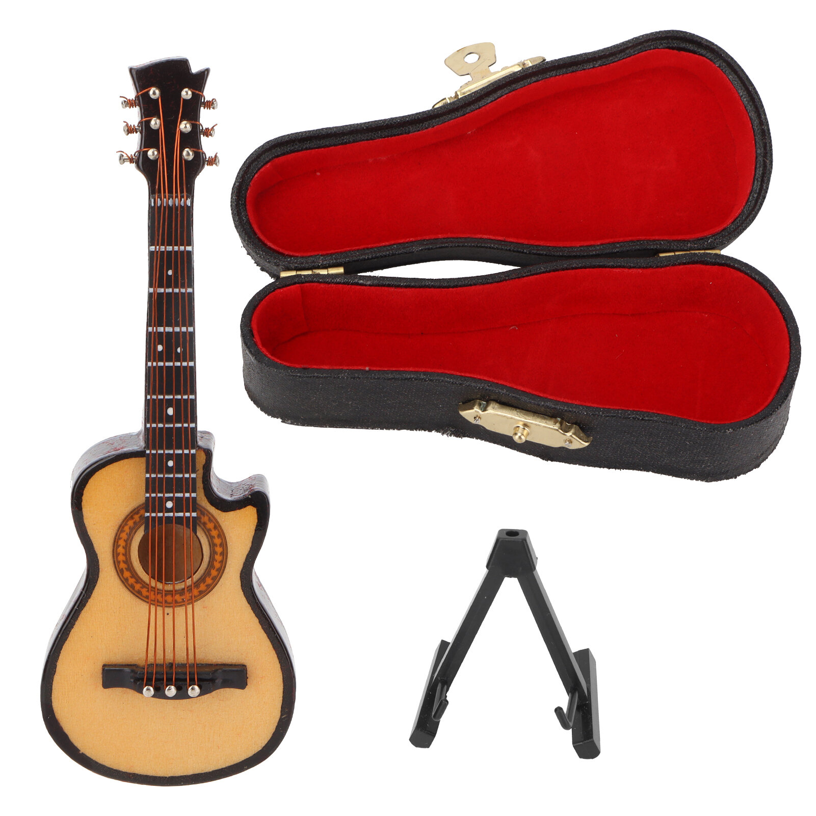 Basswood and Metal Miniature Electric Guitar Model Mini Musical Instrument Ornaments10cm Cutaway