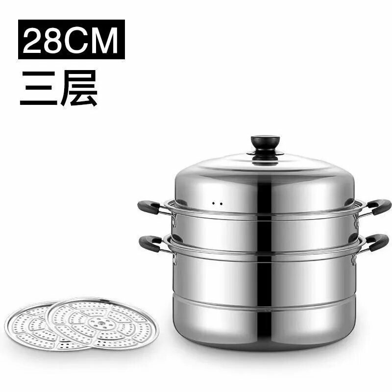 Мантоварка, Нержавеющая сталь, 3 яруса, 7 л