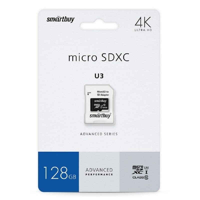 Карта памяти MicroSDXC 128Gb Smartbuy SB128GbSDU1A-AD