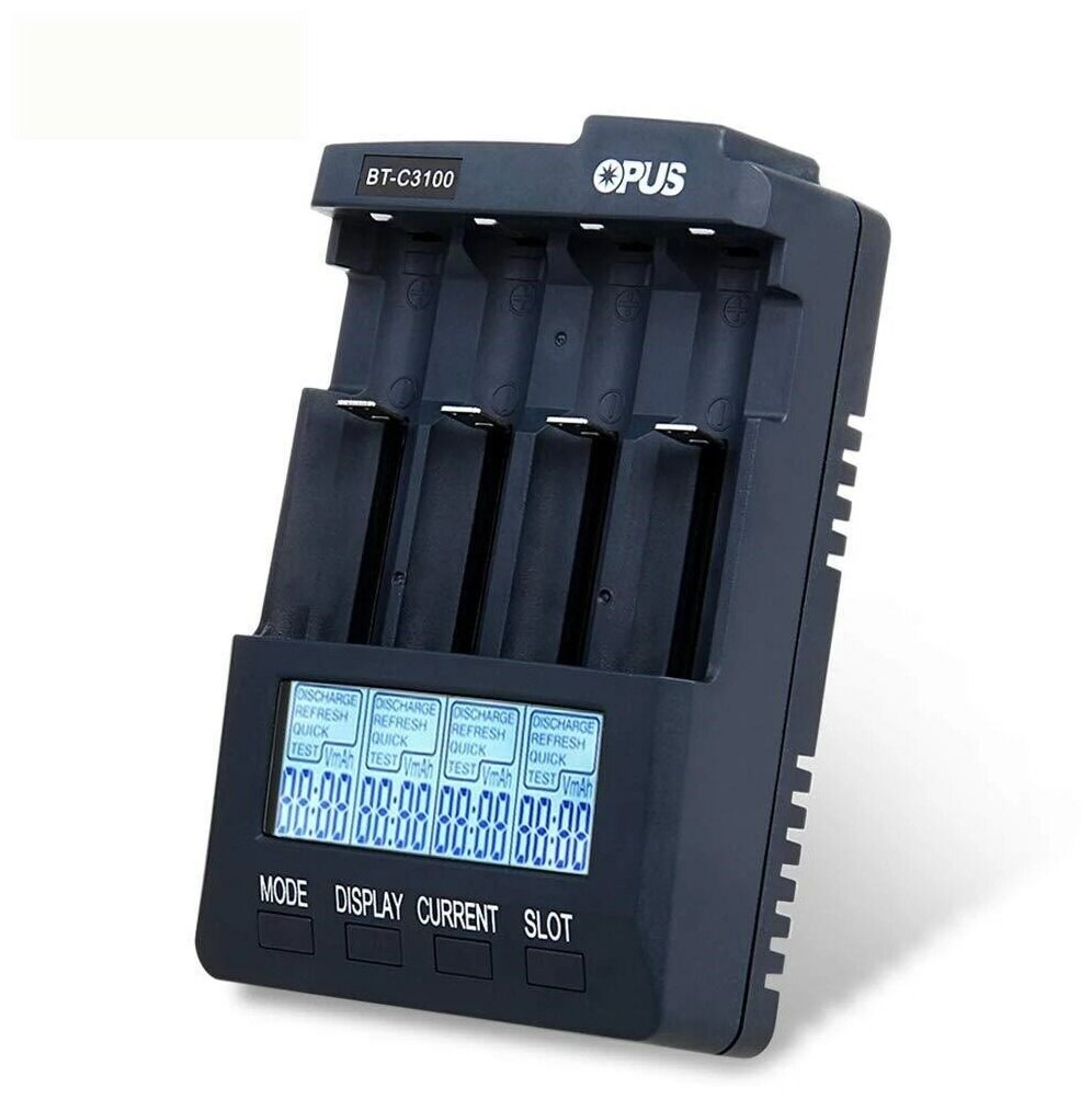 Зарядное устройство Opus BT-C3100 V2.2 (для 4 акк. АА/AAA/C/26650/18650/14500 и др.) NiCd/NiMh/Li-Ion, 220В+А/М 12В