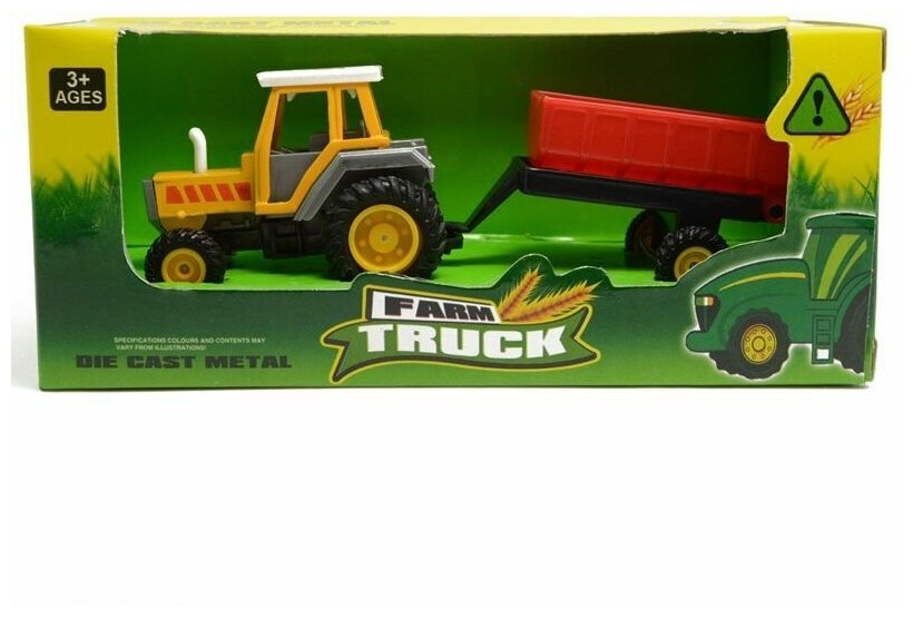 Игрушка фермерский трактор с прицепом Farm Truck, желтый, пластик