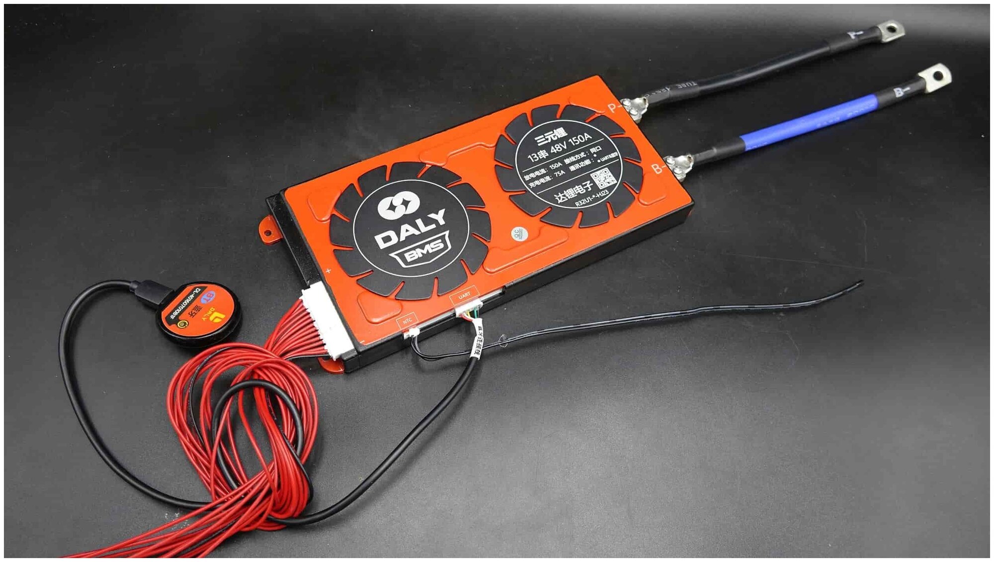 13S Умная Плата защиты Smart BMS DALY Li-ion 150A c Bluetooth, Водозащищенная, общий порт заряда-разряда