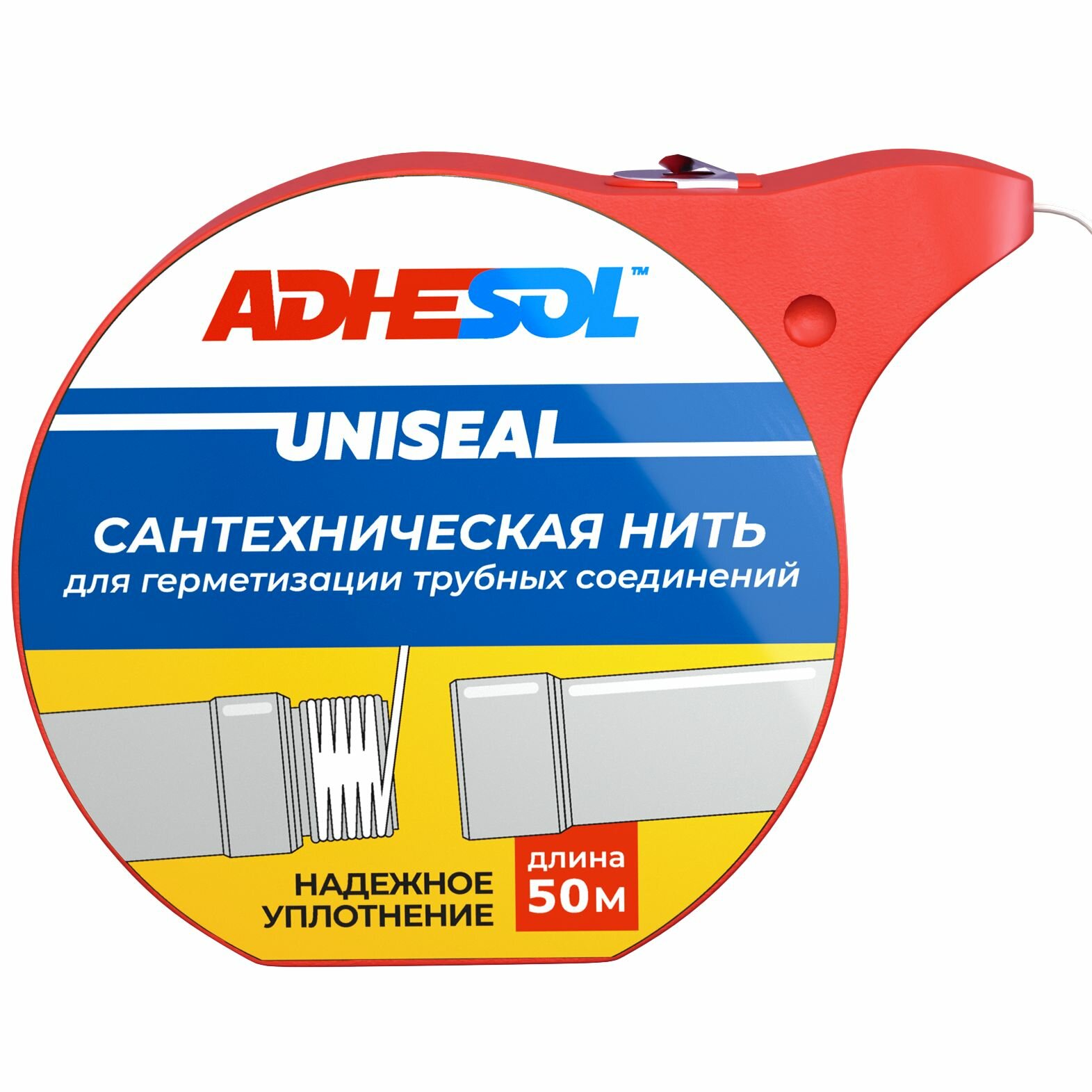 Уплотнительная нить/нитка сантехническая 80м. для герметизации резьбовых соединений, лента от протечек ADHESOL UNISEAL