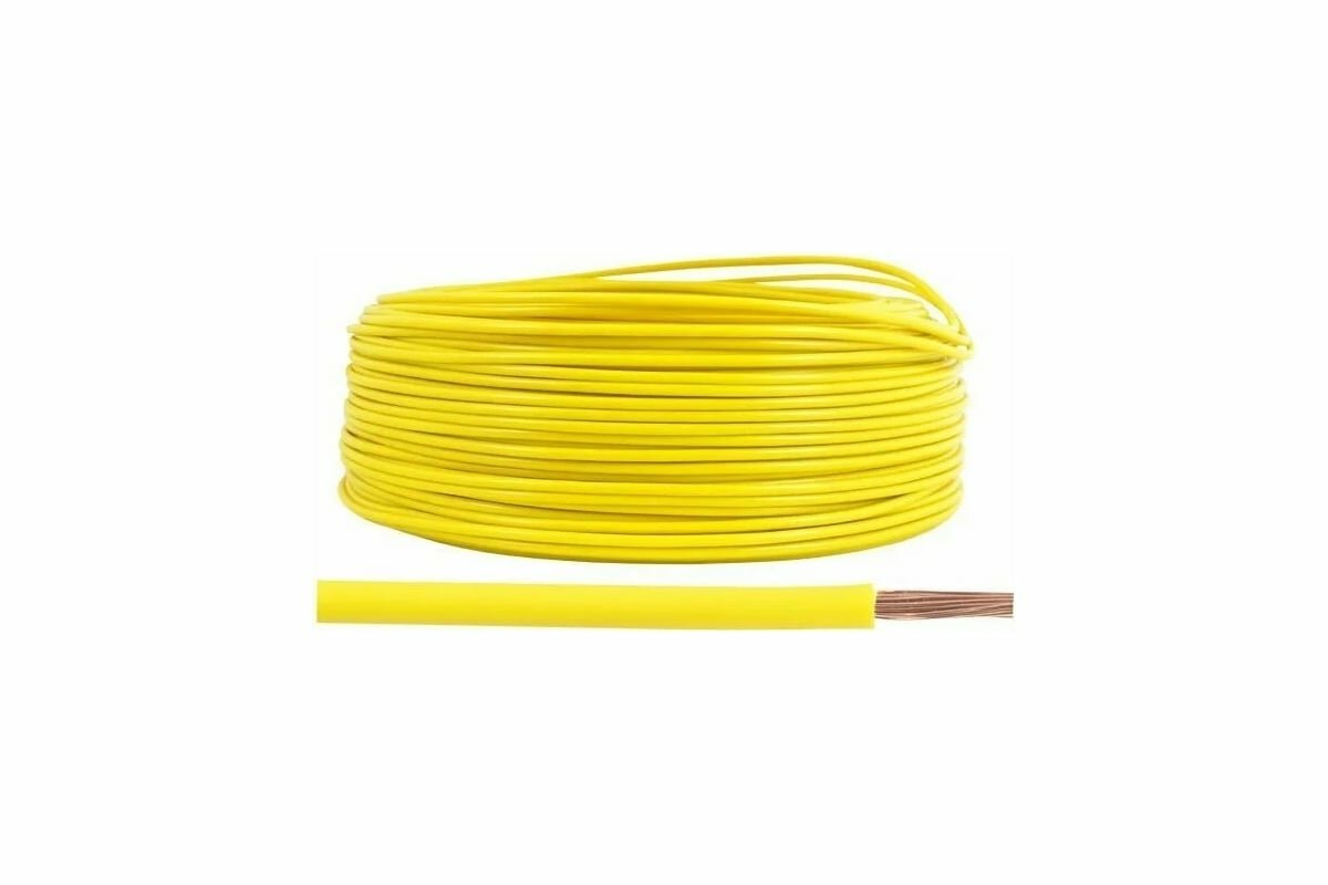 OZ250828L1 Электрический провод проводник ПУГВ 1x4 мм2 желтый, длина 1 м, гибкий