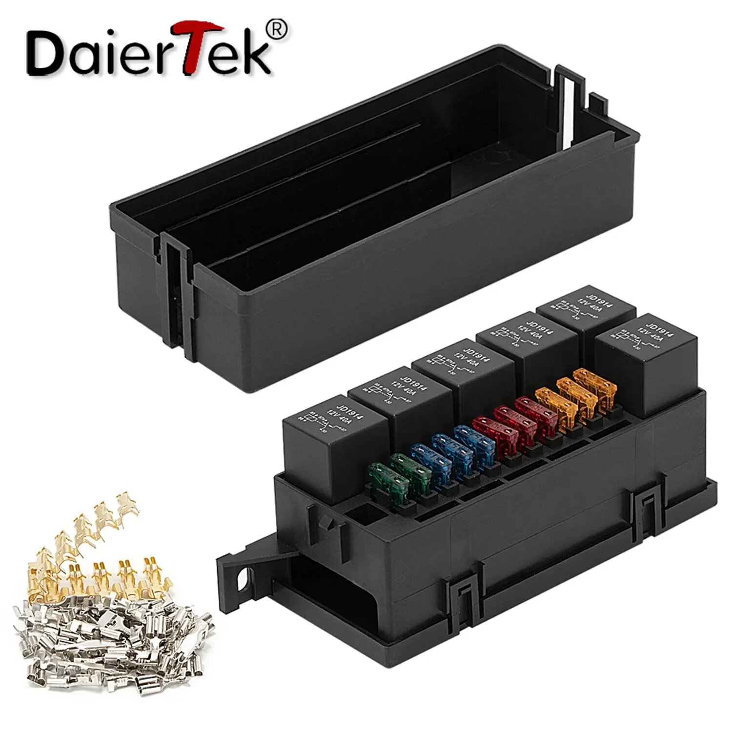 Автоматический Блок Реле И Предохранителей DaierTek 12В На 11 Каналов С 5-контактными Реле И Предохранителями Для Автомобилей