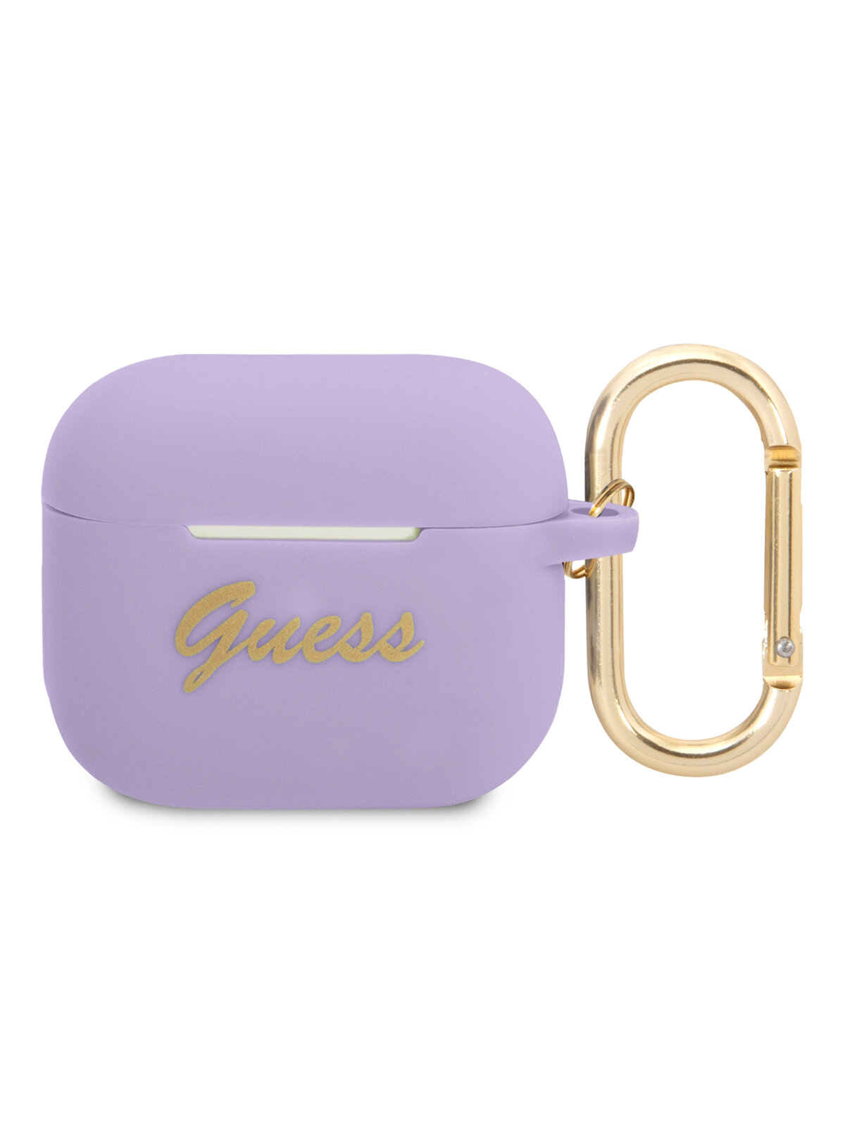 Guess для Airpods 3 чехол Silicone with carabin Script logo Purple