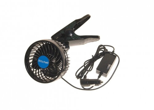 Mitchell Вентилятор 12 см, 12V, 4W, диммер, на прищепке, с регулируемыми углами обдува, black/blue