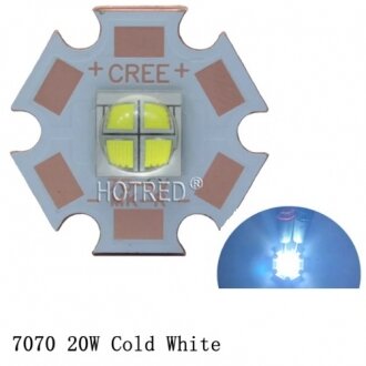 Светодиод CREE XHP-70 6500-7000K на радиаторе 20mm медь