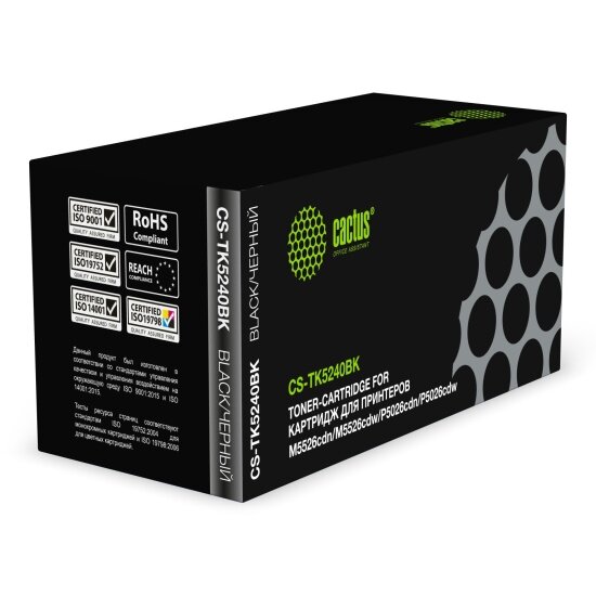 Картридж Cactus CS-TK5240BK, черный, 4000 страниц, совместимый для Kyocera Ecosys M5526cdn/P5026cdn/P5026cdw