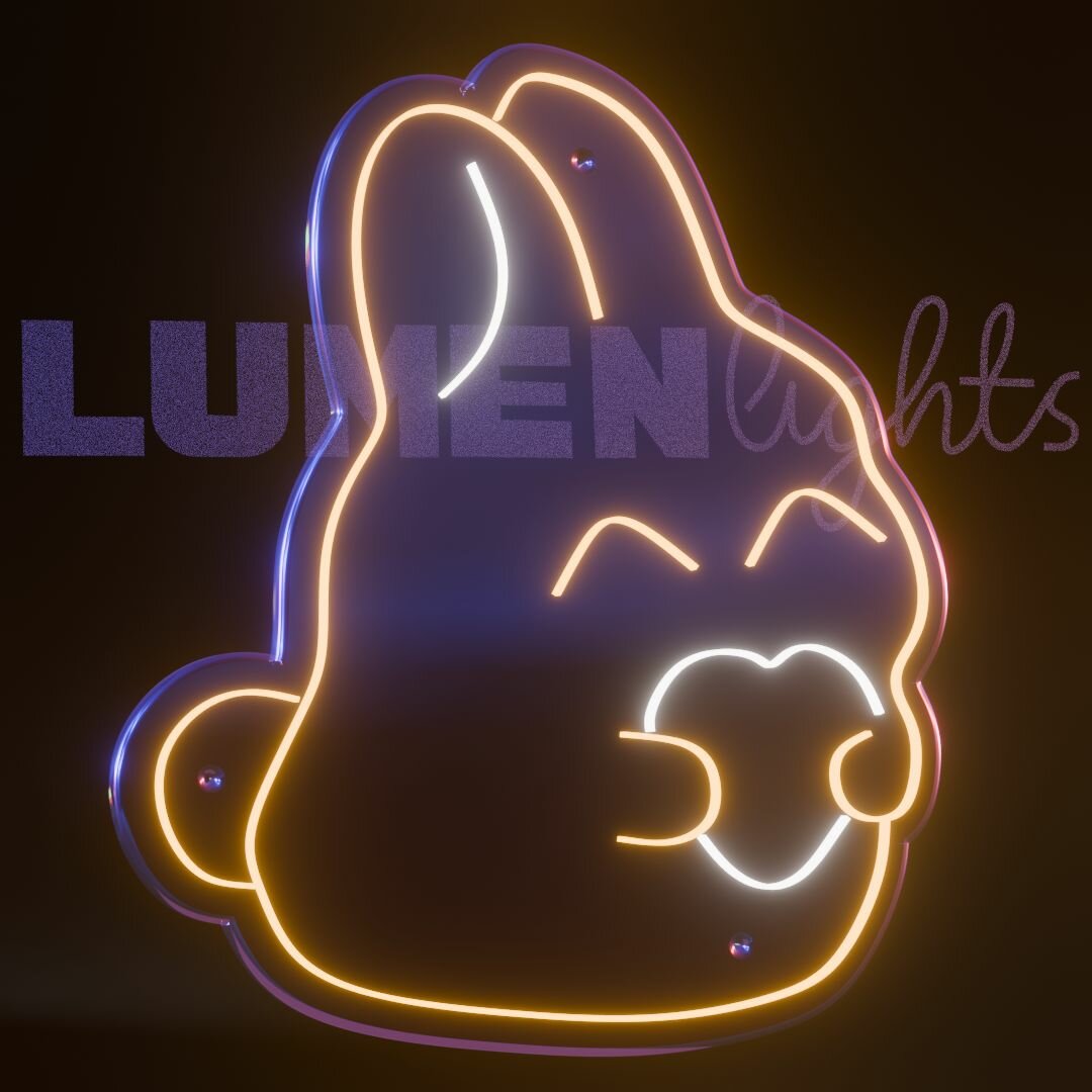 Неоновая вывеска, светильник декоративный Зайчик, 53х41 см.