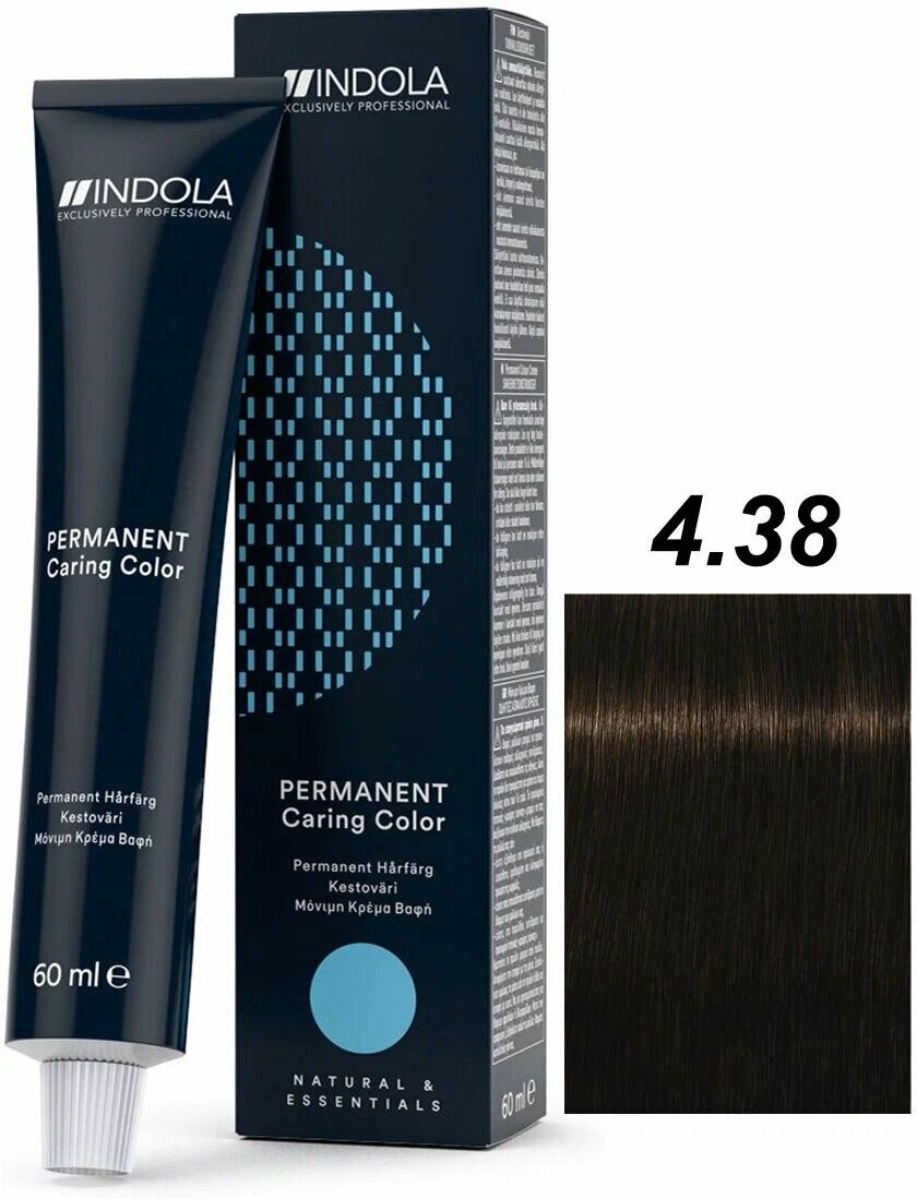 Indola Red and Fashion 4.38 Средний коричневый золотистый шоколадный Стойкая крем-краска для волос 60 мл