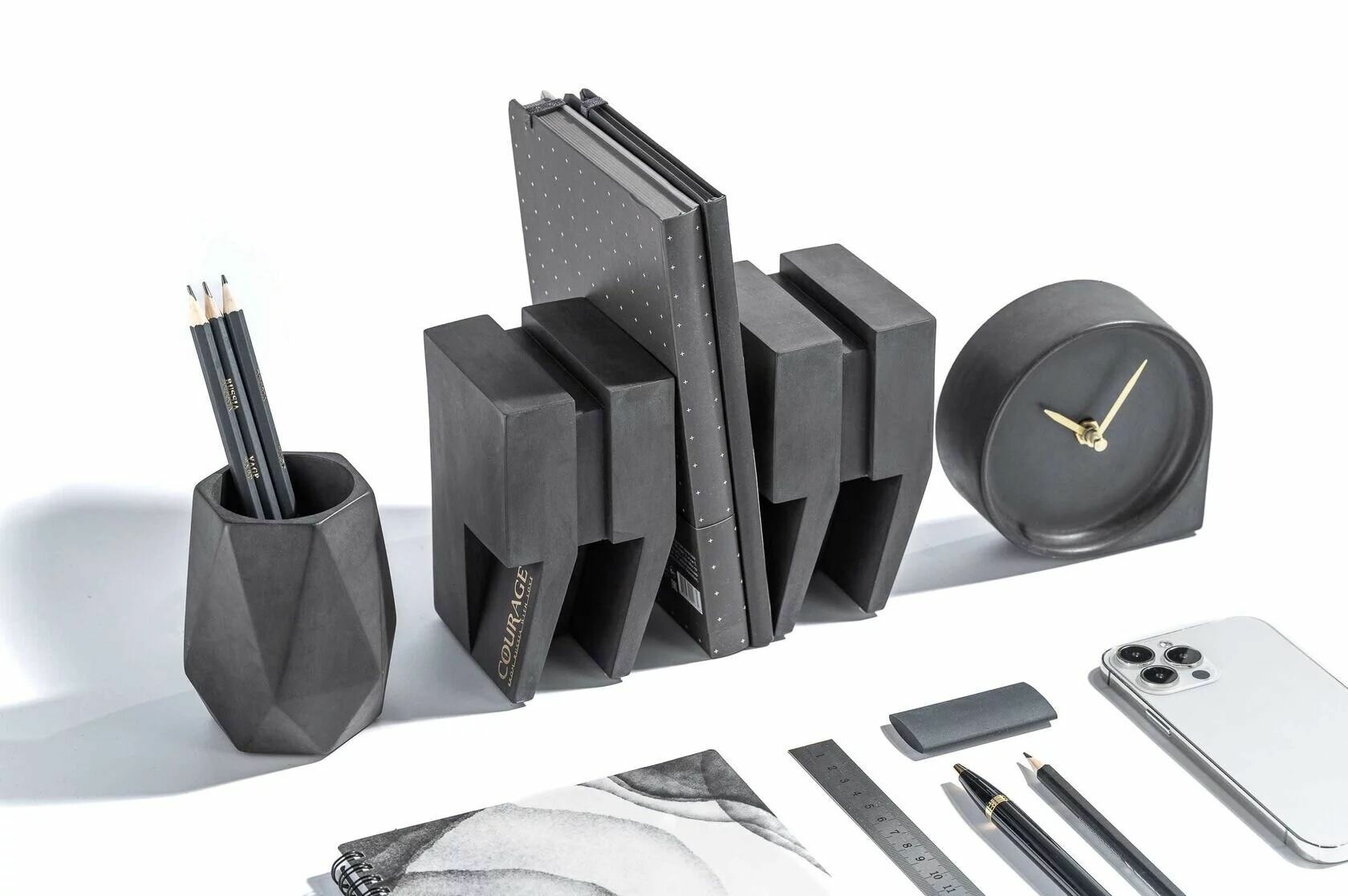 Набор-органайзер для рабочего стола нарния (серый). Подарок руководителю.