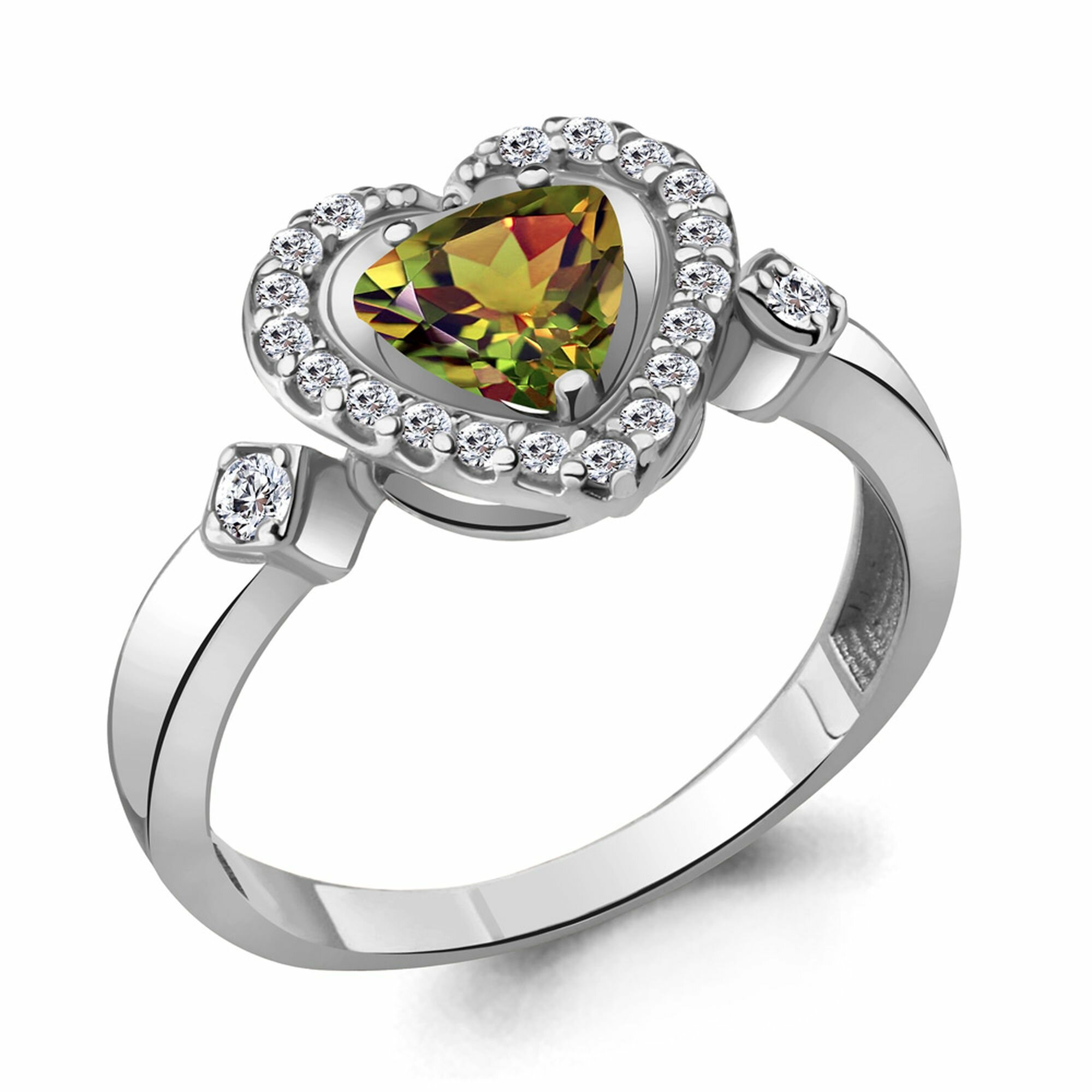 Кольцо Diamant online, серебро, 925 проба, родирование, султанит, фианит