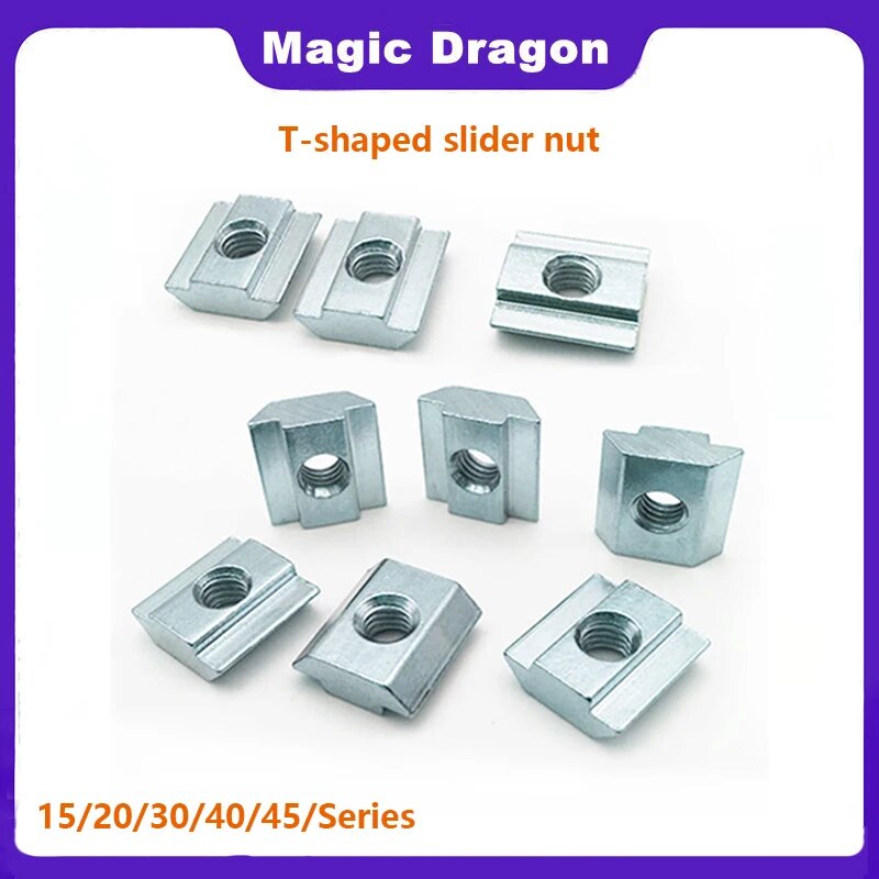 Т-образные гайки оцинкованные для алюминиевого профиля M3/M4/M5/M6/M8/M10 2020-M5, 10PCS