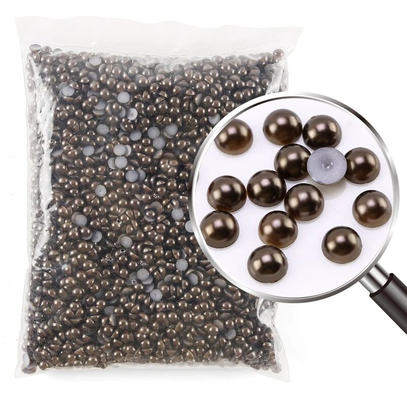 Жемчуг из смолы QIAO 3-10 мм разных цветов 8mm-2000Pcs, Коричневый, Coffee