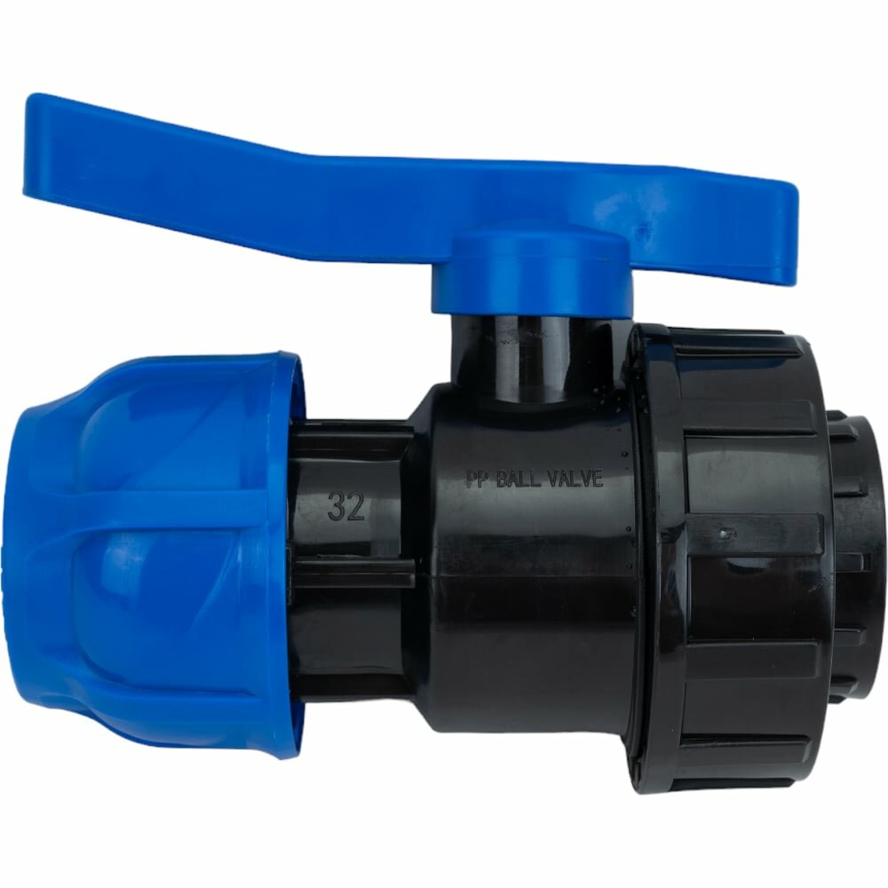 Шаровой компрессионный кран TEBO ПНД 32x1" вн. резьба T-ПНД. Кш.4.32-1. CN