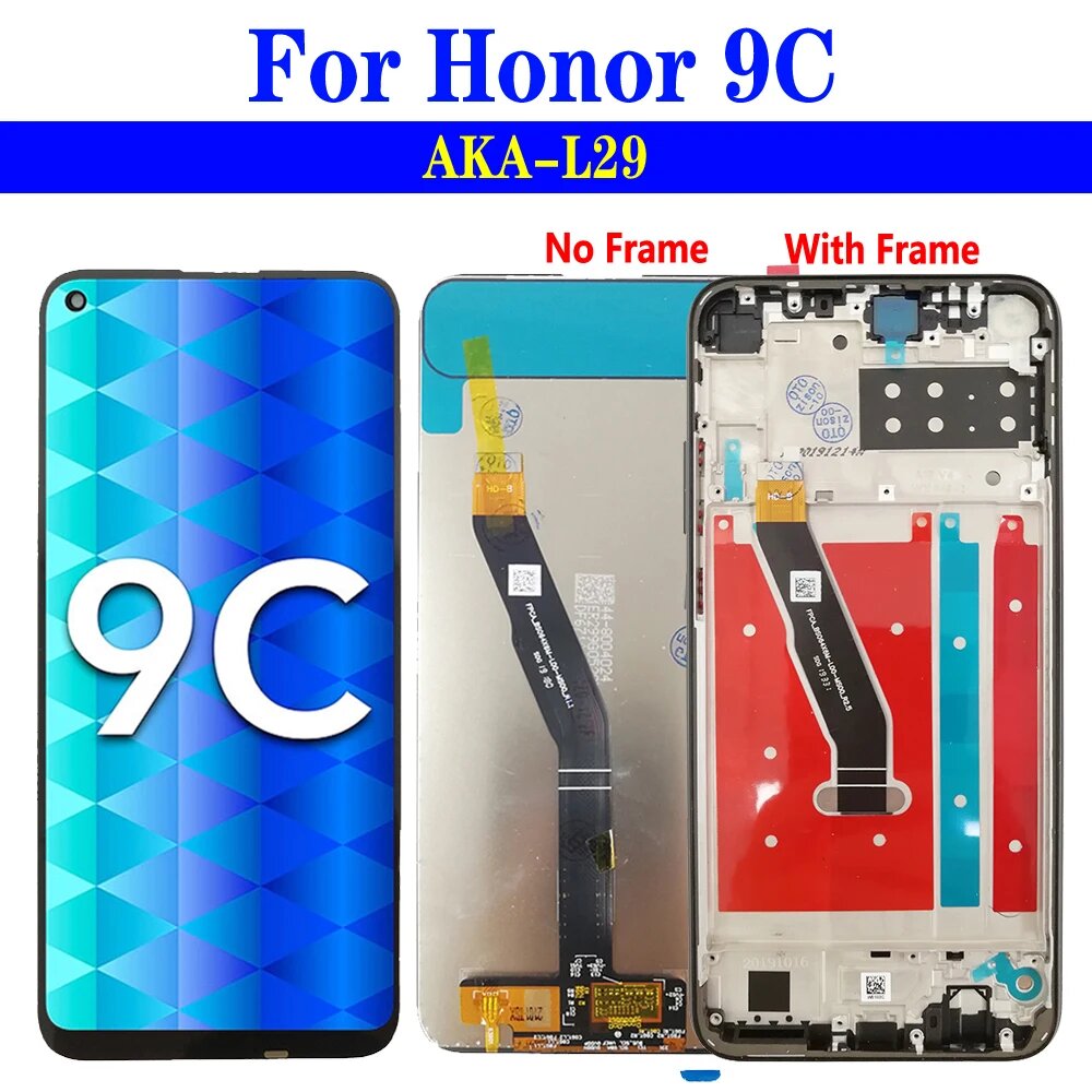 ЖК-дисплей 6,39 дюйма для Honor 9C с рамкой AKA-L29, ЖК-дисплей, сенсорный экран с With Frame Black