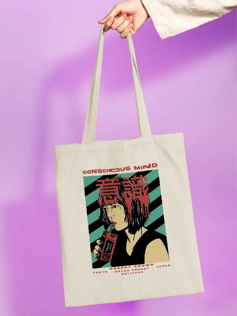 Сумка шоппер  с принтом Япония, дракон