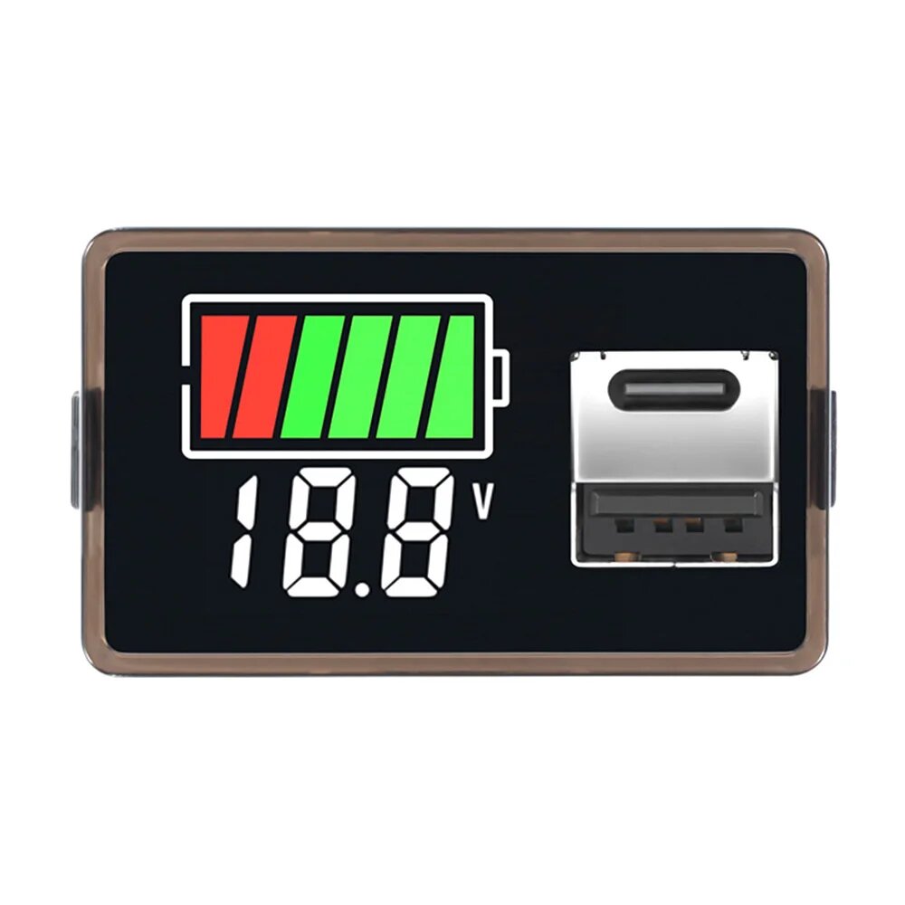 Вольтметр автомобильный Gaqqee, 18.8V, белый, USB Type C