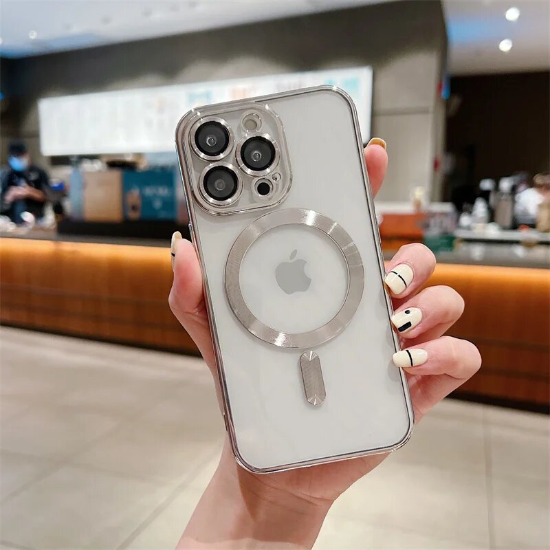 Магнитный чехол Silver для iPhone 17 Pro Max, прозрачный
