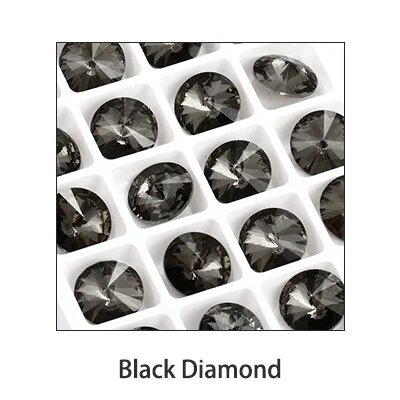 Стразы XIAOPU круглые стеклянные 6-14 мм Черный, 12mm, Black Diamond