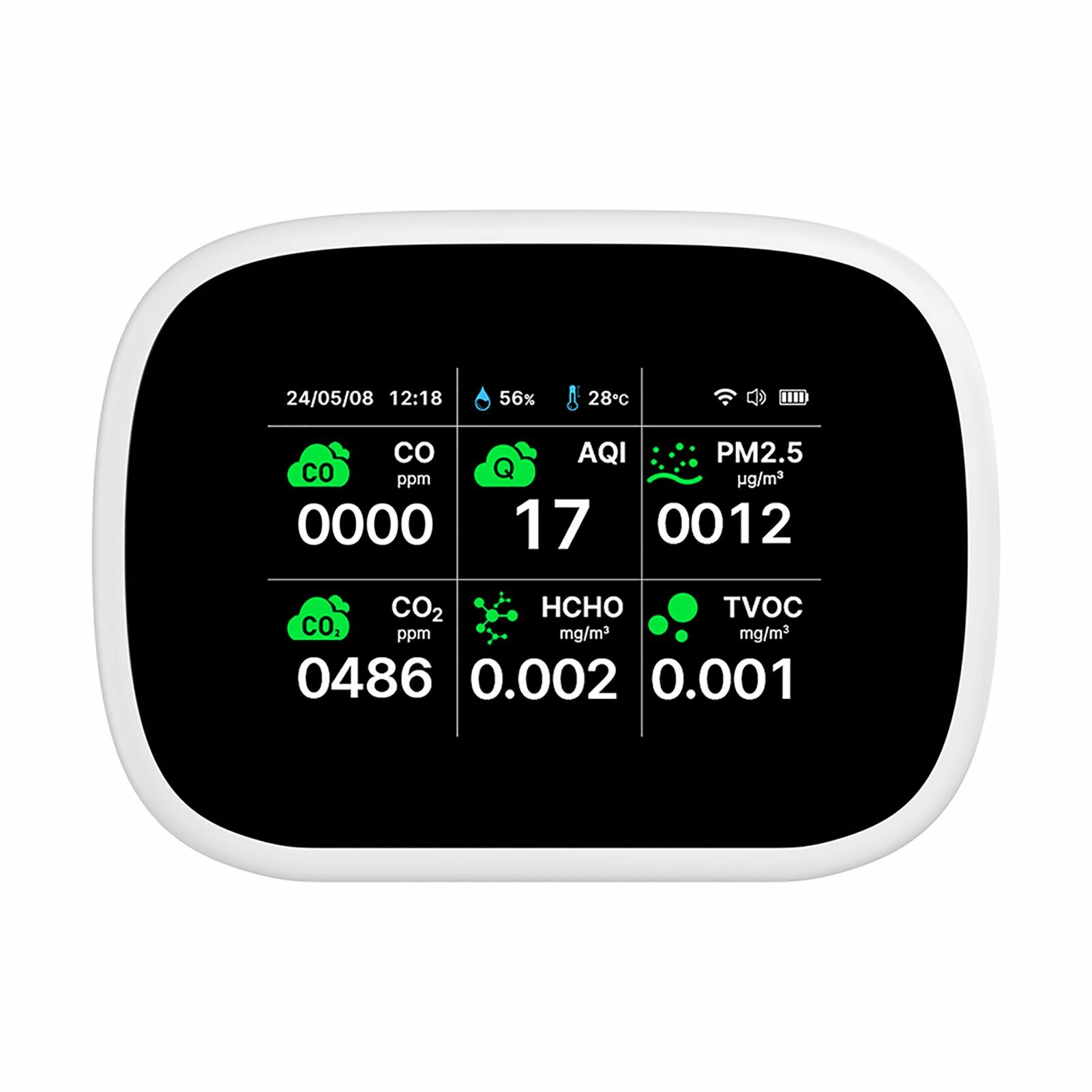 Wi-Fi 11-в-1 Монитор качества воздуха Монитор влажности в помещении, Top Auto