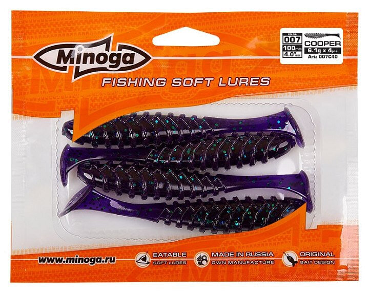 Minoga Cooper приманка 4,0" 100 мм 6,1 г цвет 007, набор 4 шт для ловли щуки и окуня
