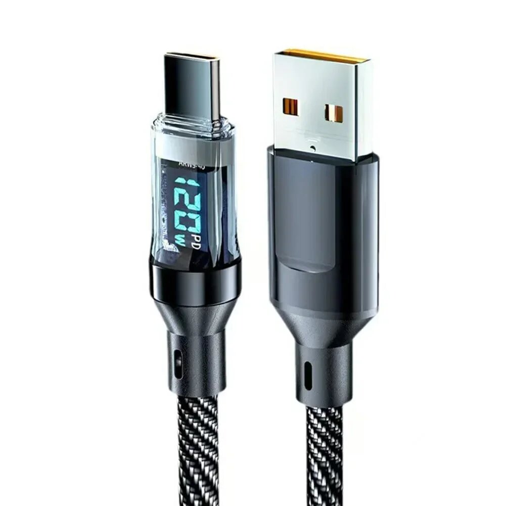 120 Вт Тип C к Типу C / USB-кабель для Huawei Xiaomi Samsung Светодиодный цифровой дисплей Быстрая зарядка USB C Зарядное устройство Кабель для передачи данных Провод Шнур