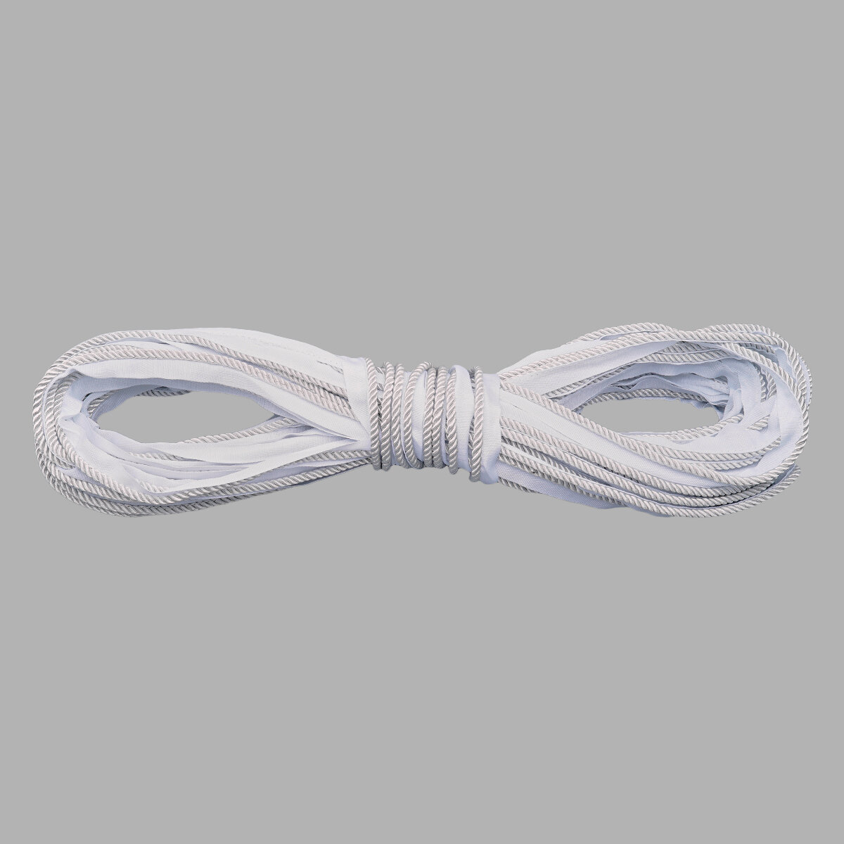 Кант витой для шитья, 5 мм × 25 м, полиэстер, белый/светло-серебристый, декоративный, Айрис