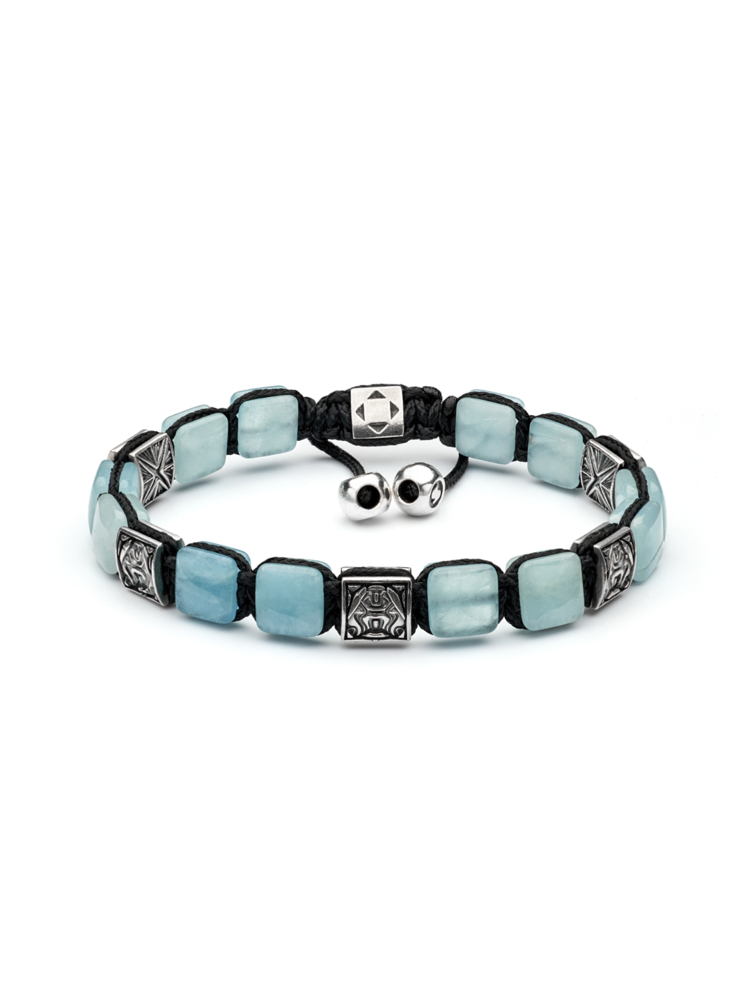 Браслет, серебро, 925 проба, оксидирование, аквамарин