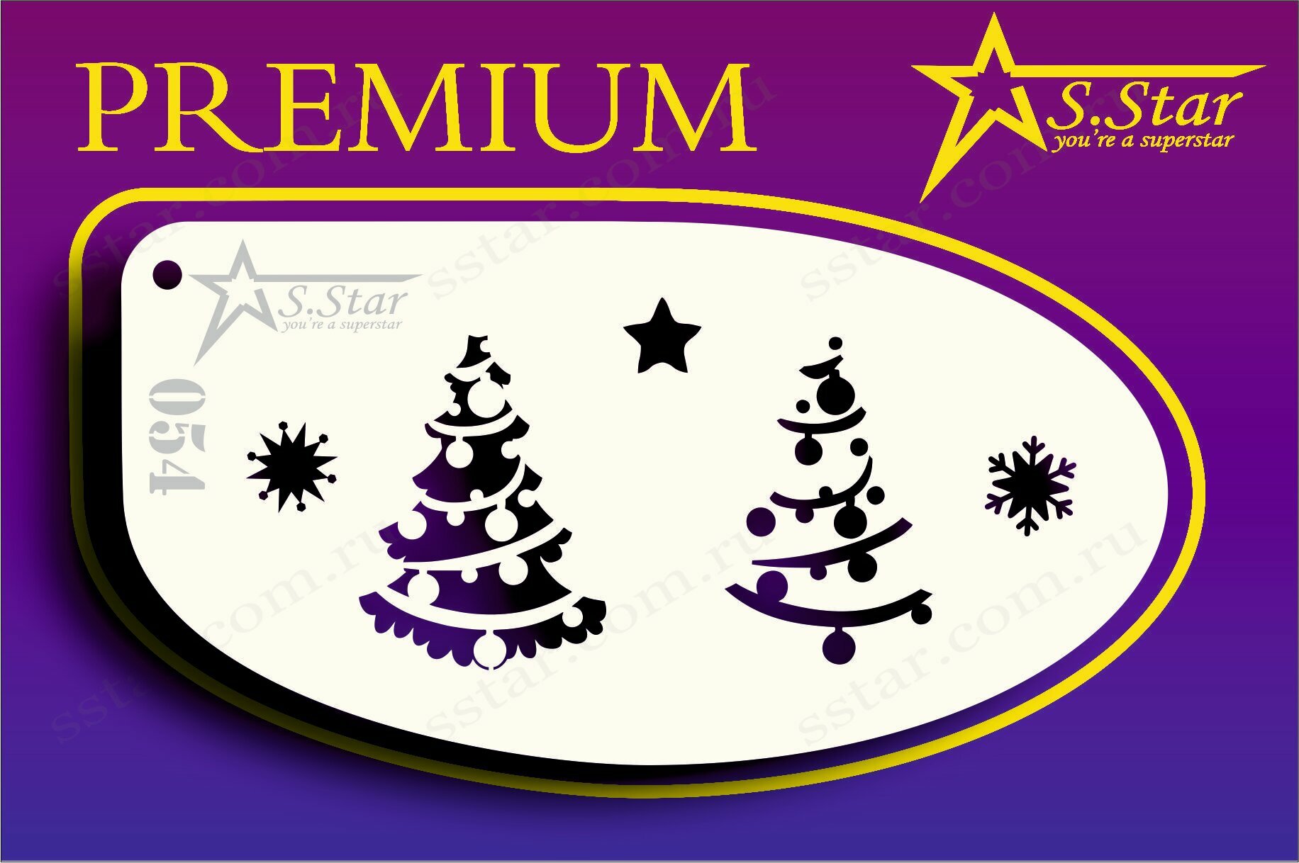 Трафарет для аквагрима постоянного пользования новогодняя елка