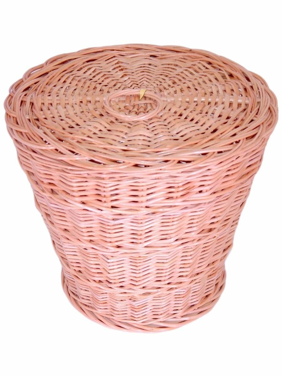 Короб (корзина) плетеный "Ведерко" с крышкой №1, ручное плетение из лозы