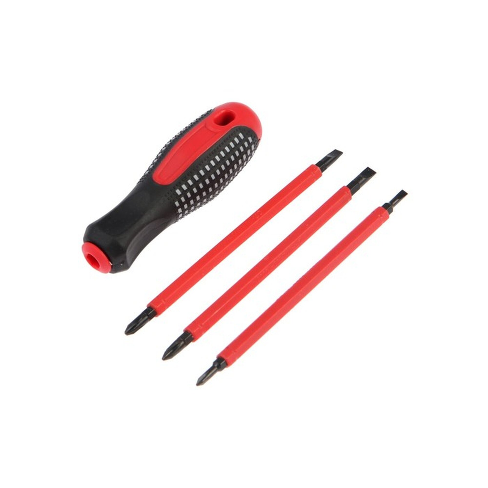 Отвертка диэлектрическая тундра, 2К рукоятка, двухсторонние биты 3 шт, до 1000 В