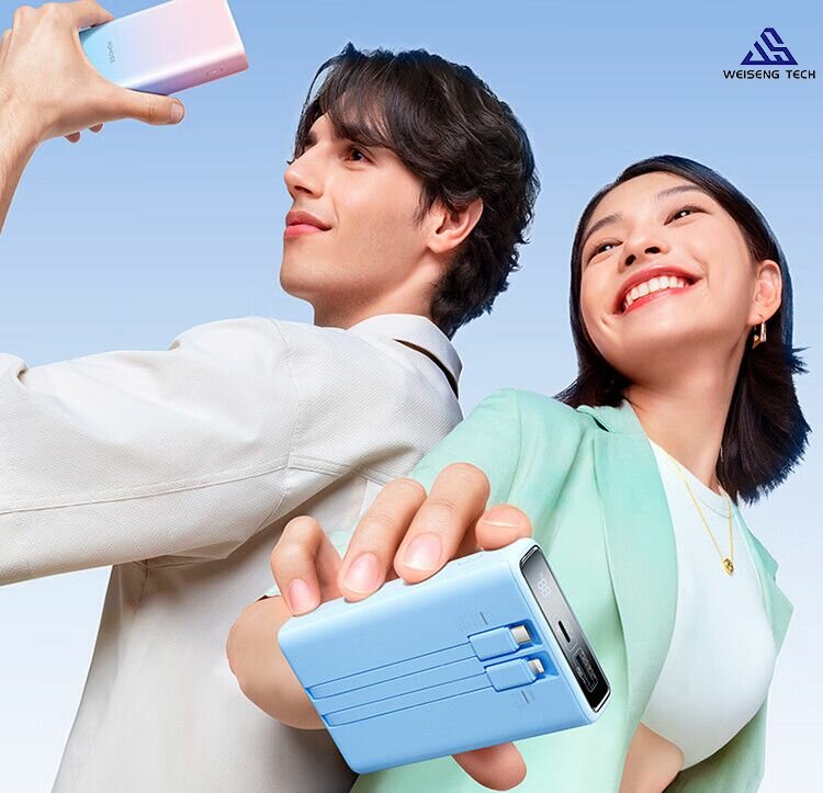 Romax 30W поставляется с проводным блоком питания емкостью 20 000 мАч, двусторонней быстрой зарядкой, поддерживает Apple 15, может использоваться в самолетах, подходит для планшетов и ноутбуков