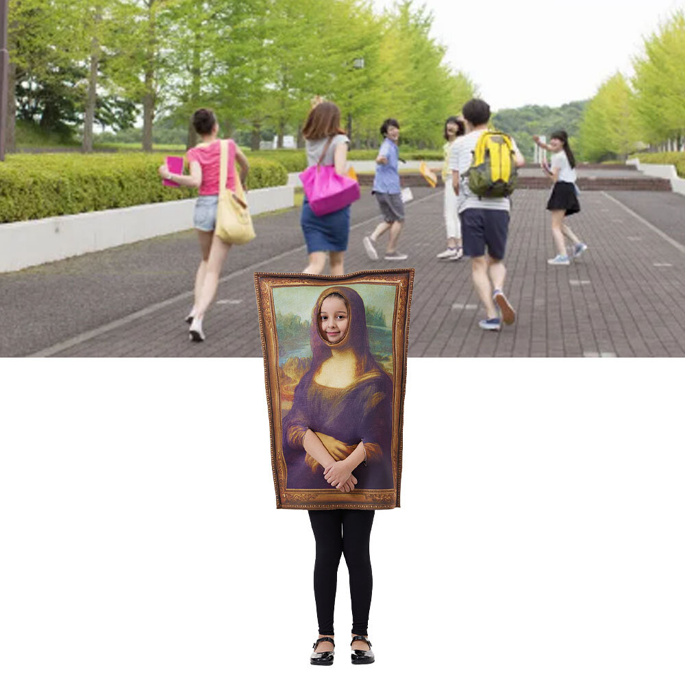 Забавный костюм Моны Лизы для косплея, реквизит для детей, костюм с известными картинами, костюм Моны Лизы на Хэллоуин, детское забавное платье