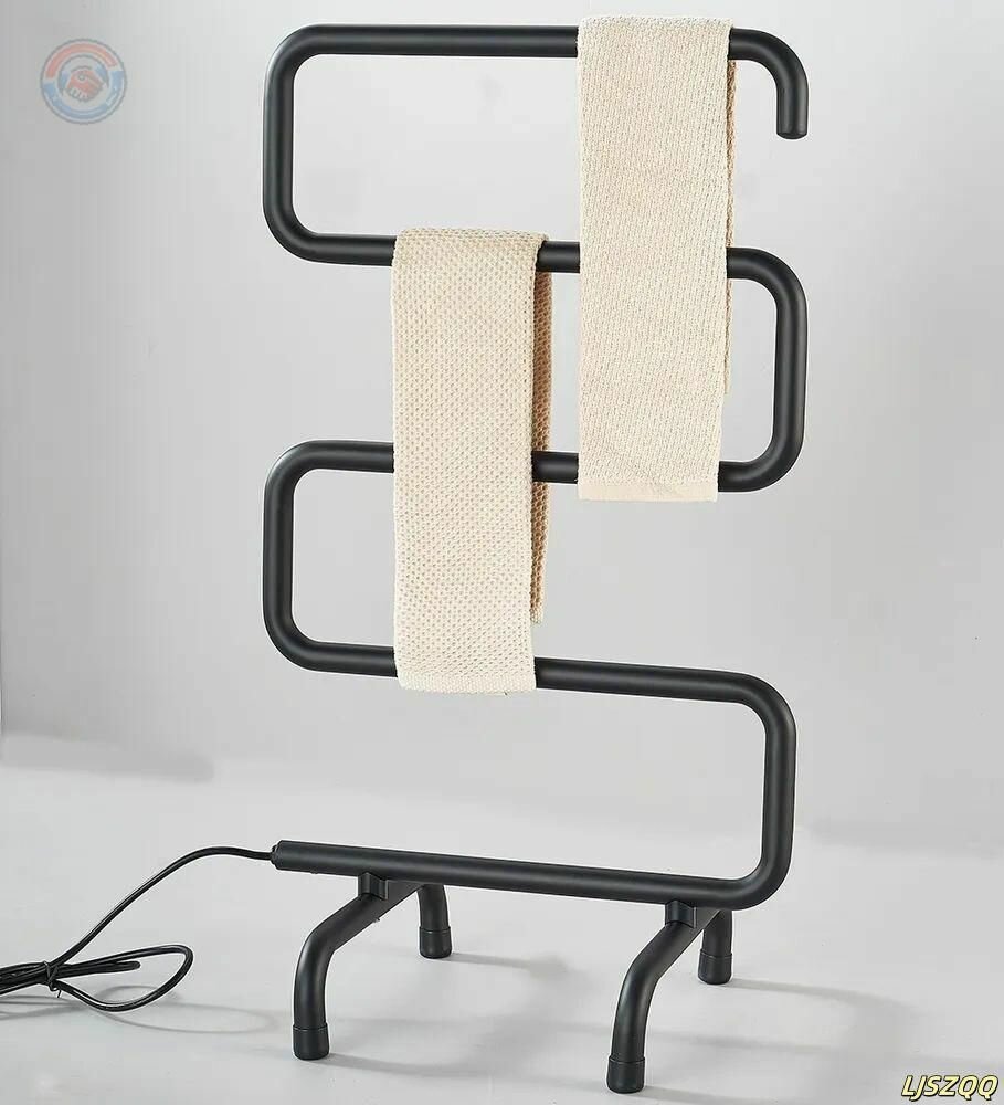 Электрический напольный полотенцесушитель, 800 мм, чёрный, компактный обогреватель для ванной и кухни, быстрая сушка полотенец и одежды