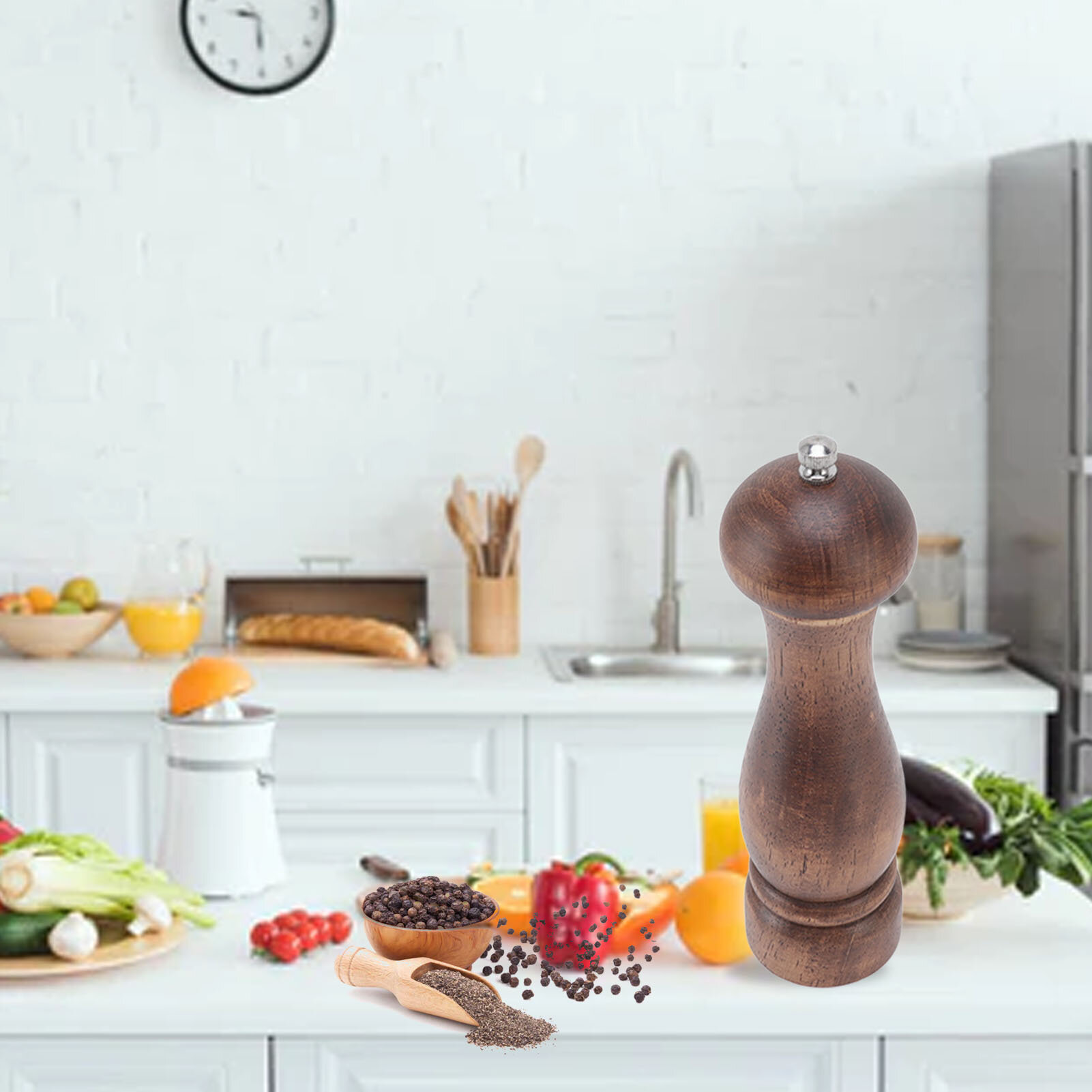 Мельница для перца, регулируемая толщина, многоразовая ретро деревянная мельница для специй для кухни с солью и кунжутом