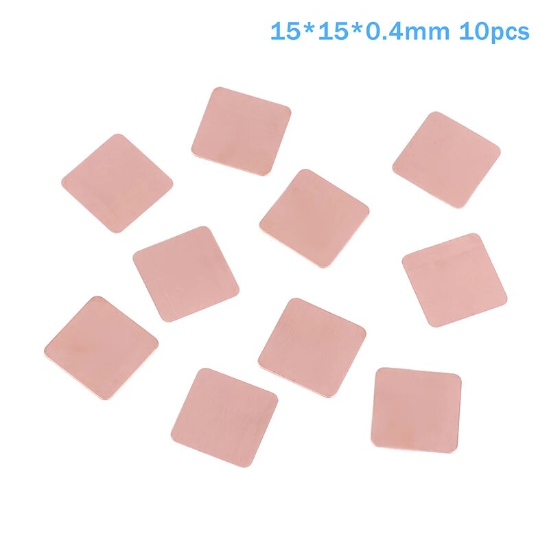 Медные пластины для охлаждения 15x15x0.4mm, 10 шт.