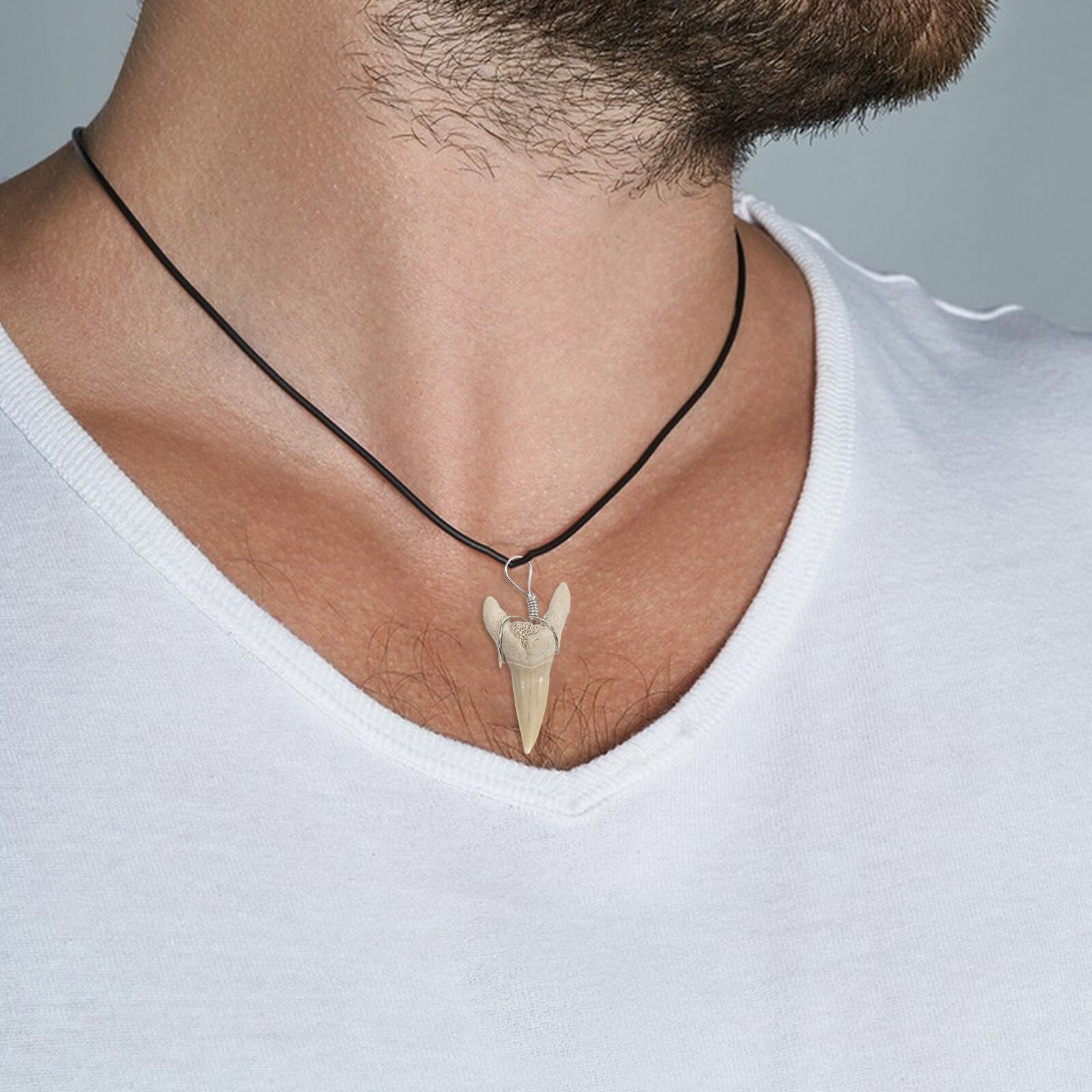 Подвеска зуб акулы из железа и окаменелостей светло-жёлтого цвета для изготовления украшений, 2 шт